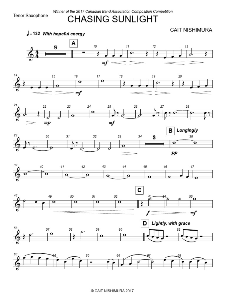 Chasing Sunlight - Tenor Sax | PDF | Saxophone | Woodwind Instruments