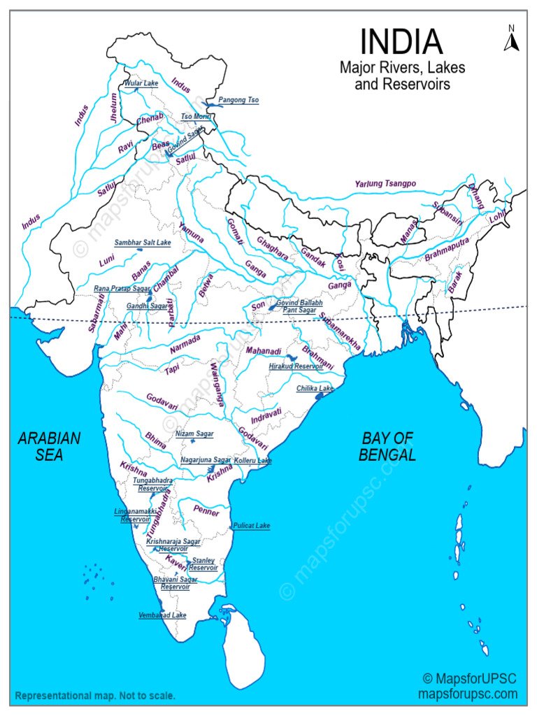 Major Rivers Lakes and Reservoirs in India | PDF