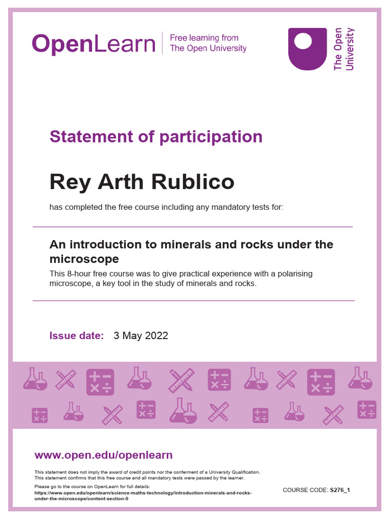 Statement - An Introduction To Minerals and Rocks Under The | PDF ...