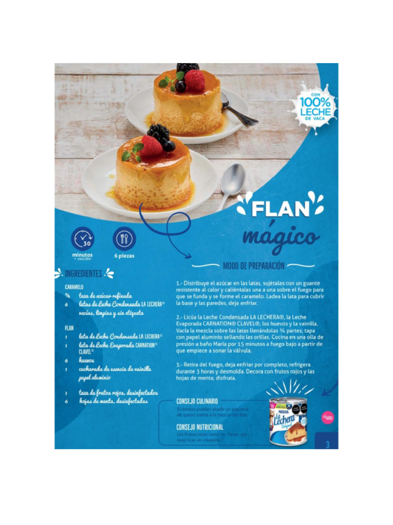 Receta - Postre Sin Horno - Flan Magico | PDF