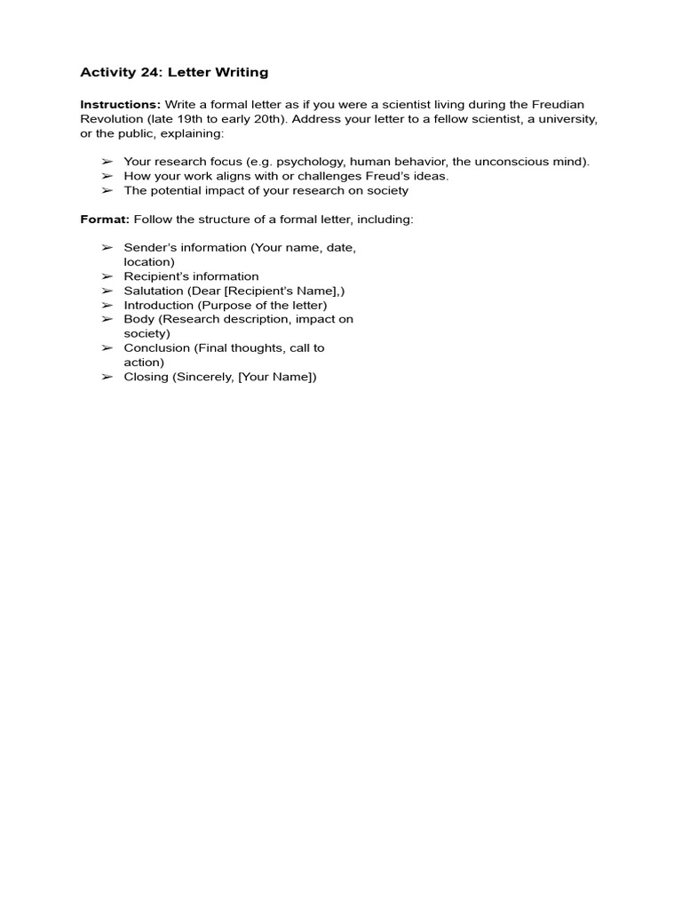 Activity 24_ Letter Writing | PDF | Psychology | Sigmund Freud