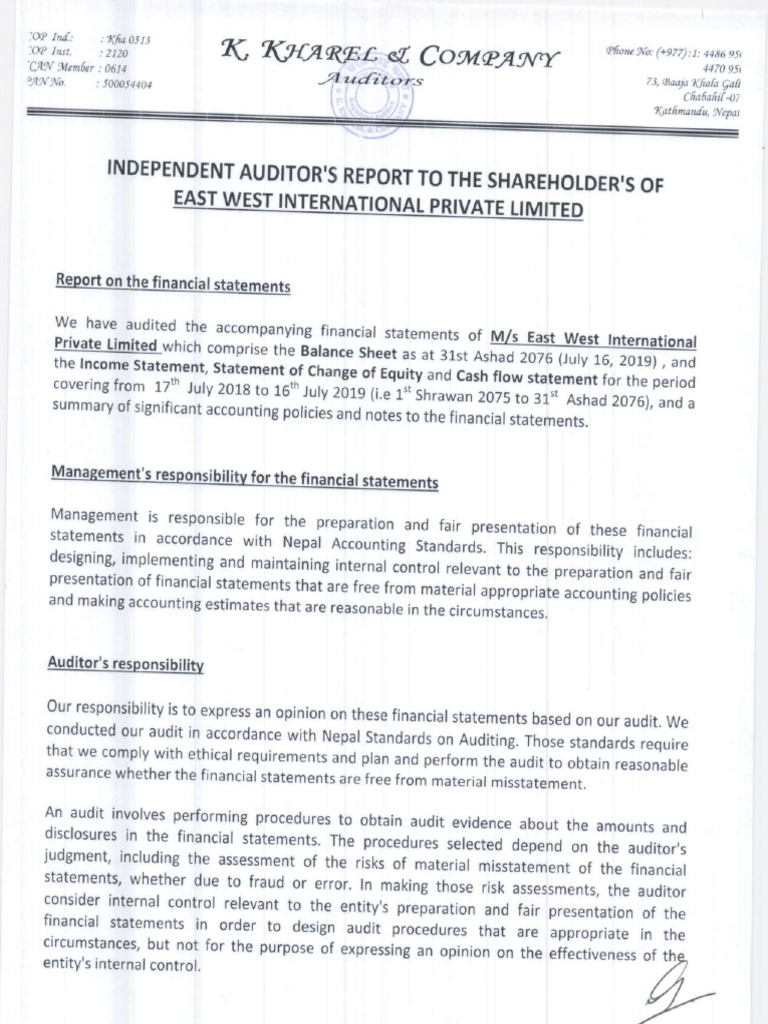 A - EWI Financial 2075-076 | PDF | Audit | Expense