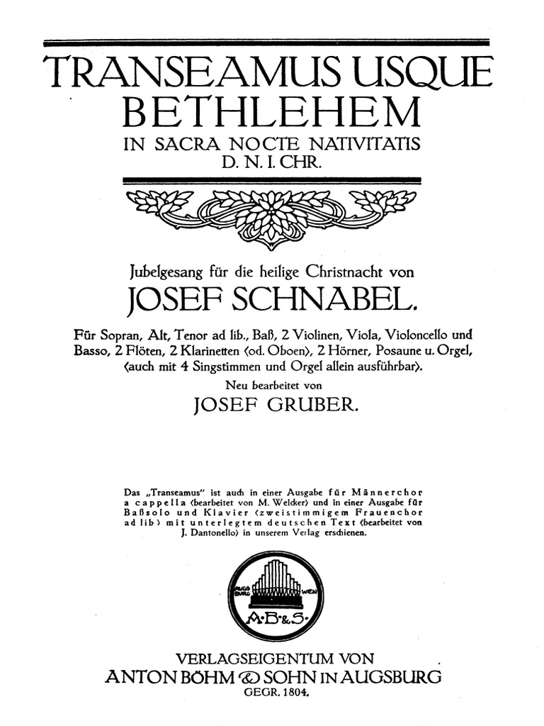 Partition Complete de Transeamus Usque Bethleem | PDF