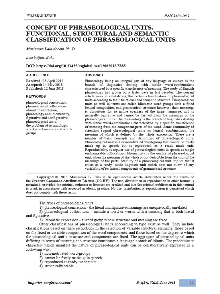 Concept of Phraseological Units Function | PDF | Idiom | Semantics