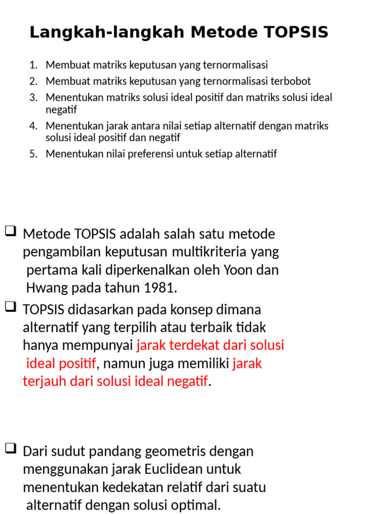 Panduan Lengkap Metode TOPSIS | PDF