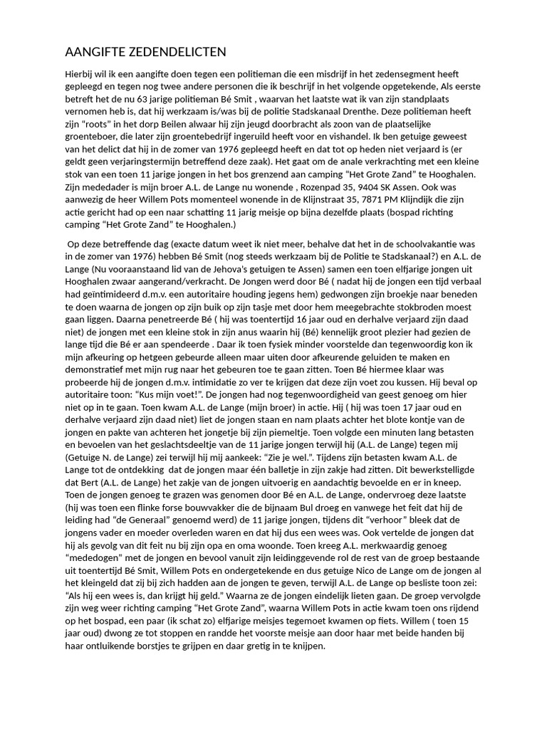 Aangifte Aanranding Hooghalen | PDF
