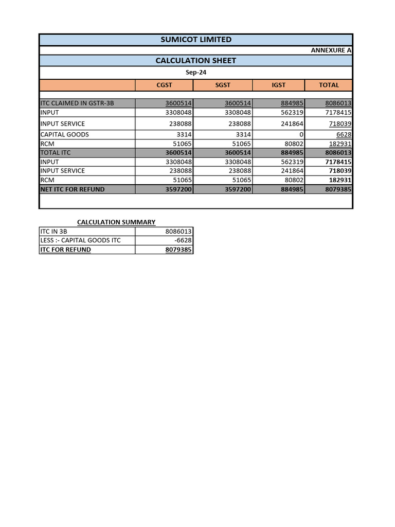 Calculation Sheet | PDF