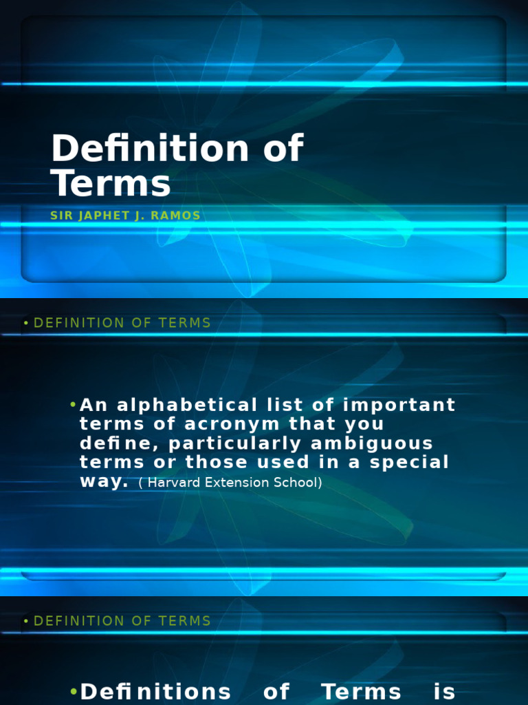Definition of Terms | PDF