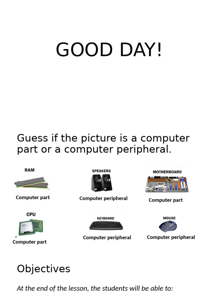Computer Parts vs. Peripherals Guide | PDF | Random Access Memory ...