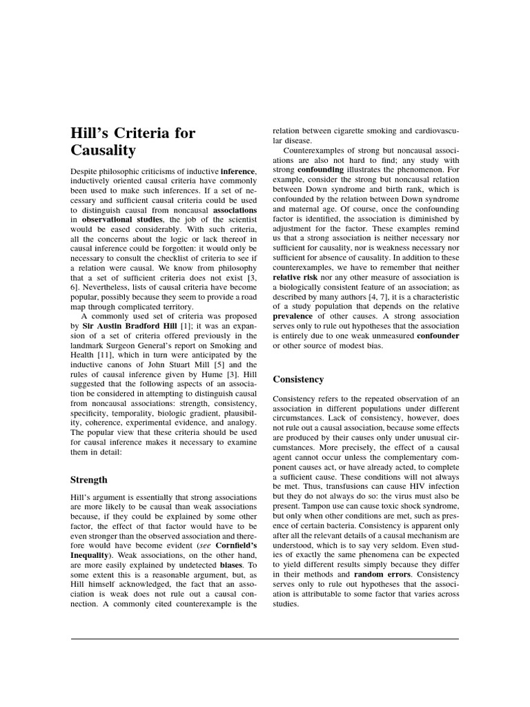 Hill's Criteria For Causality | PDF | Causality | Confounding