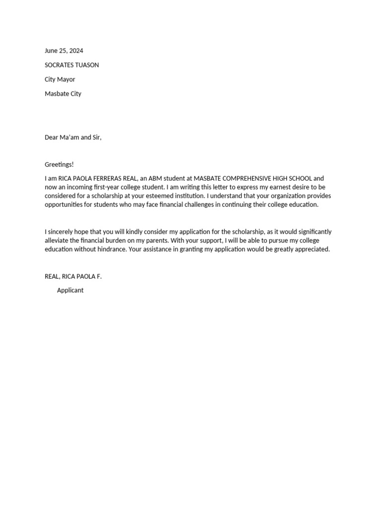 Pao Application Letter | PDF