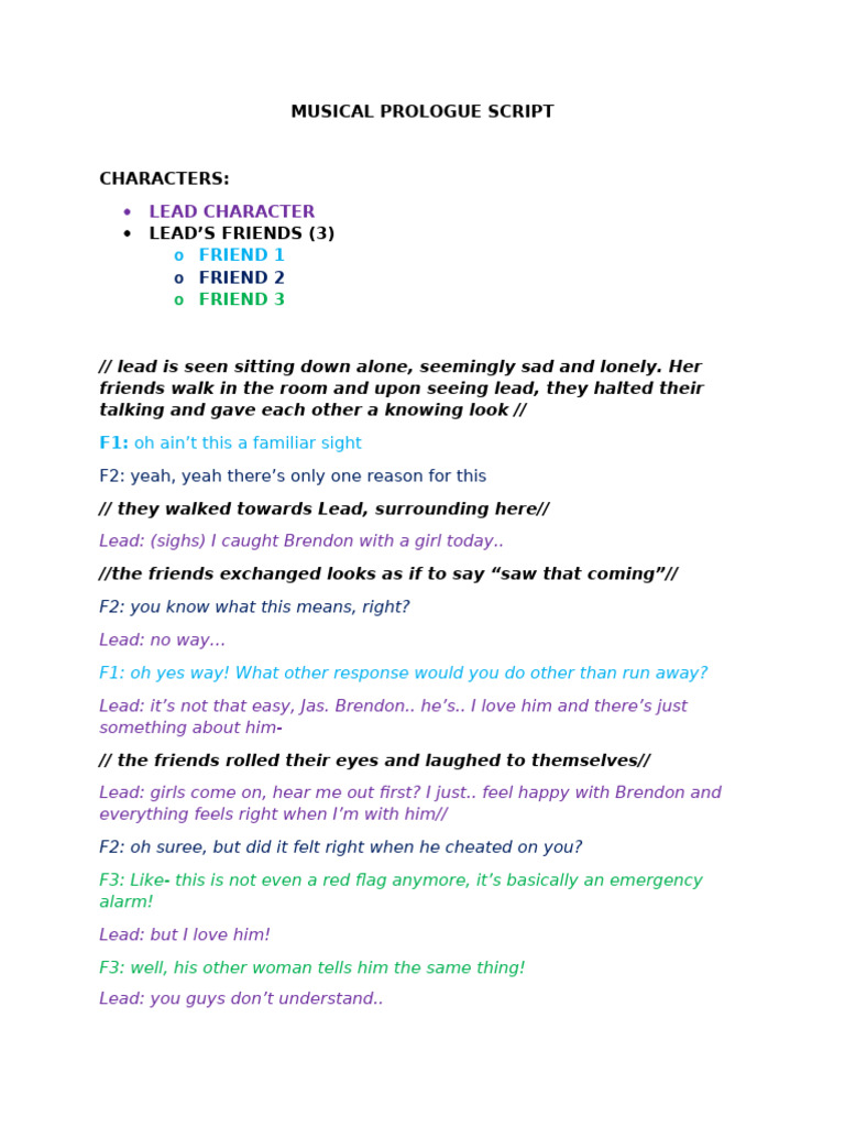 Musical Prologue Script | PDF