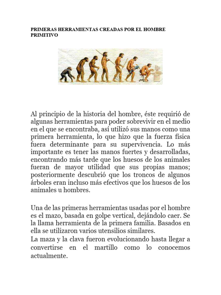 Las Primeras Herramientas Creadas Por El Hombre | PDF | Herramientas ...