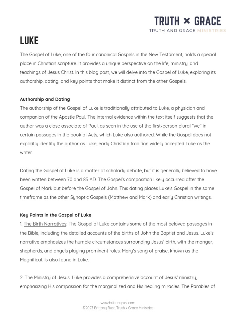 Luke Summary PDF Download | PDF | Gospel Of Luke | Jesus