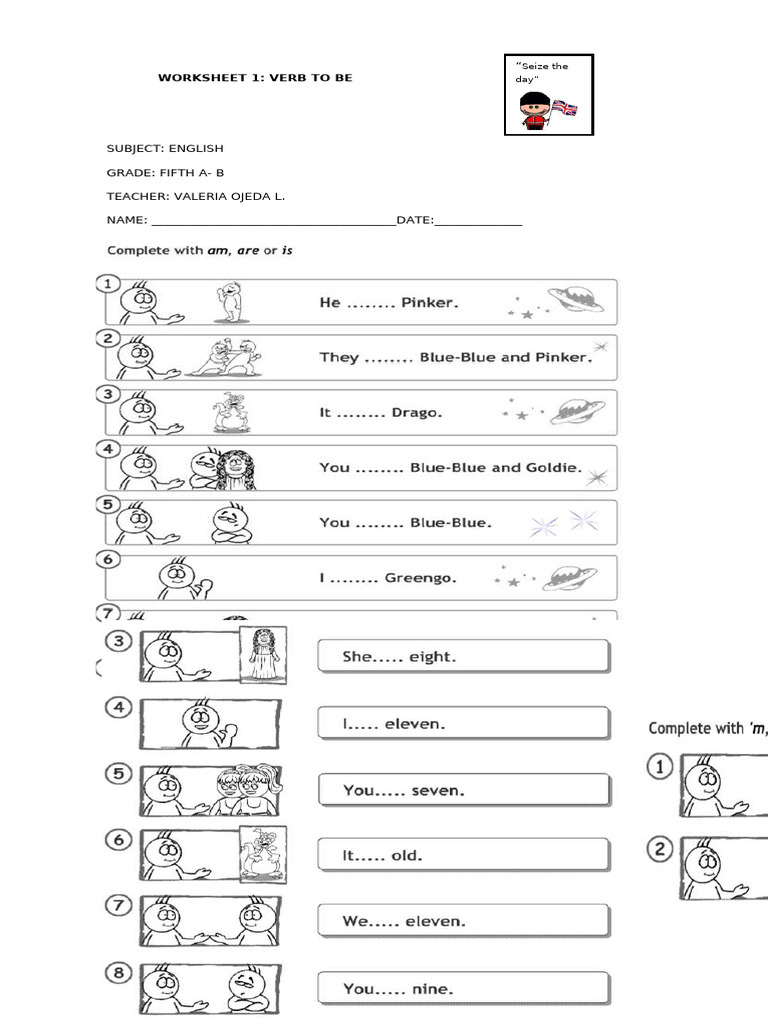 Verb To Be Worksheet for 5th Grade | PDF