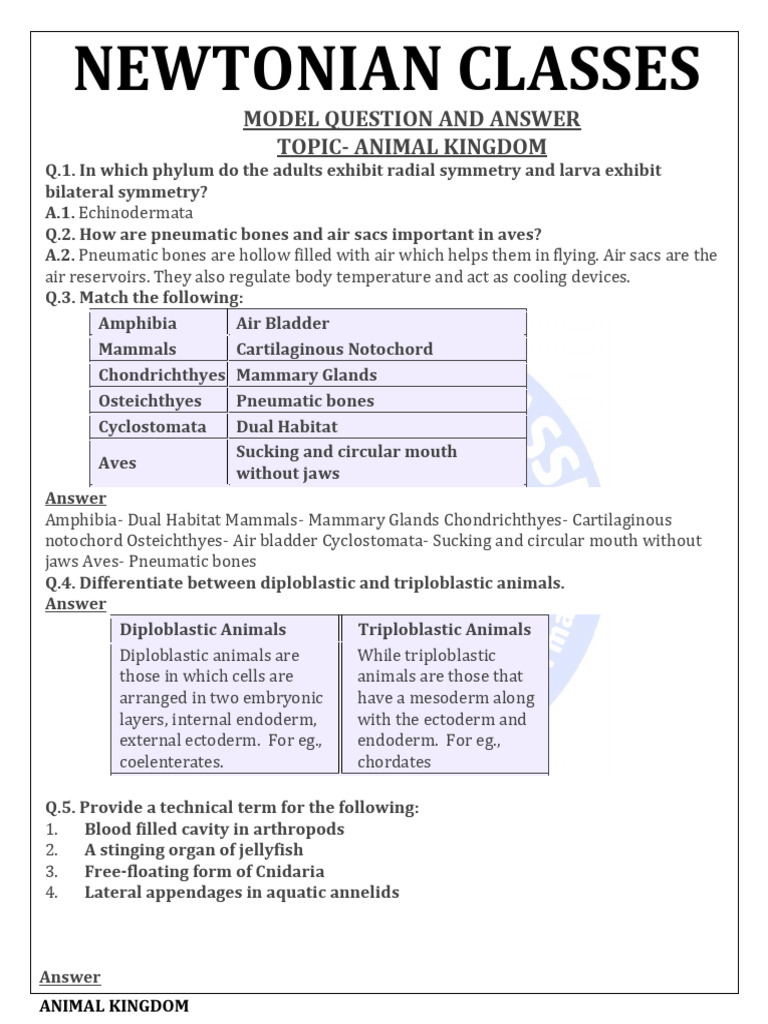animal kingdom | PDF | Biology | Zoology