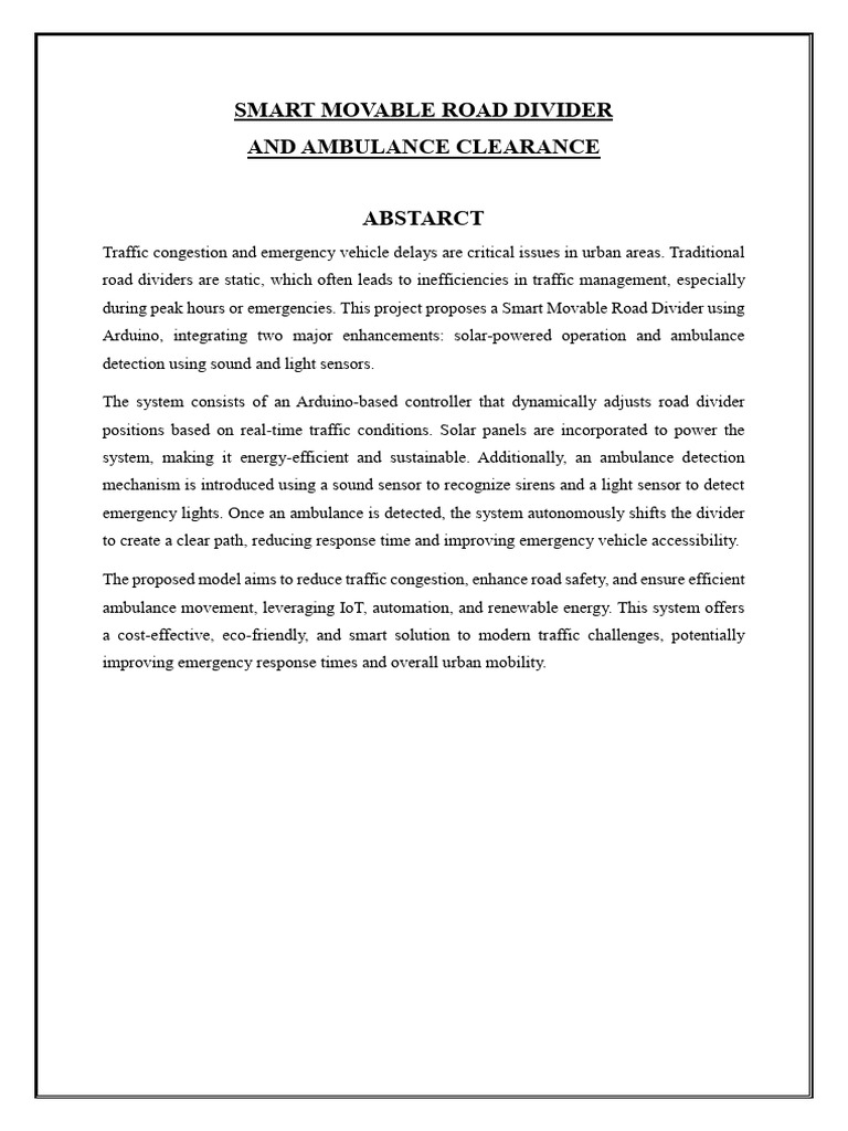 Smart Movable Road Divider System | PDF | Traffic | Traffic Congestion