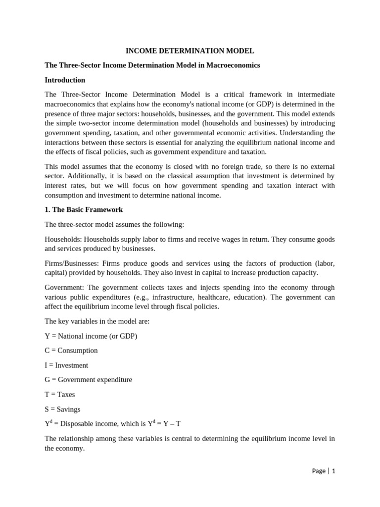 Income Determination Model | PDF | Consumption (Economics) | Government ...
