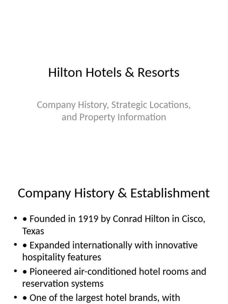Hilton Hotels: History and Locations | PDF