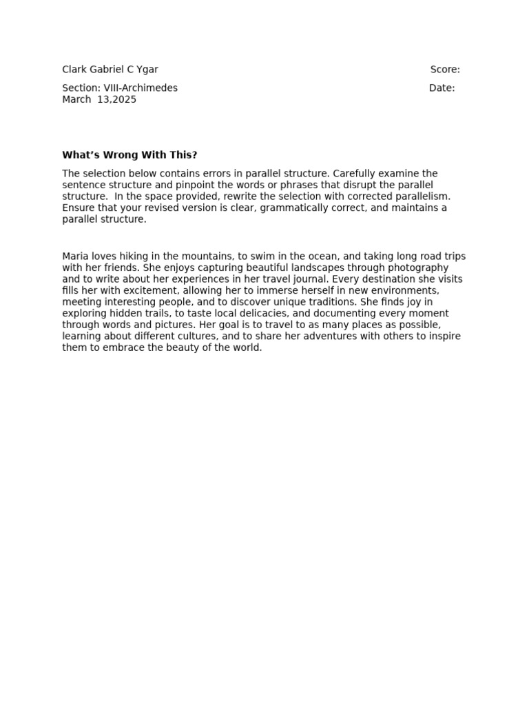 Correcting Parallel Structure in Writing | PDF