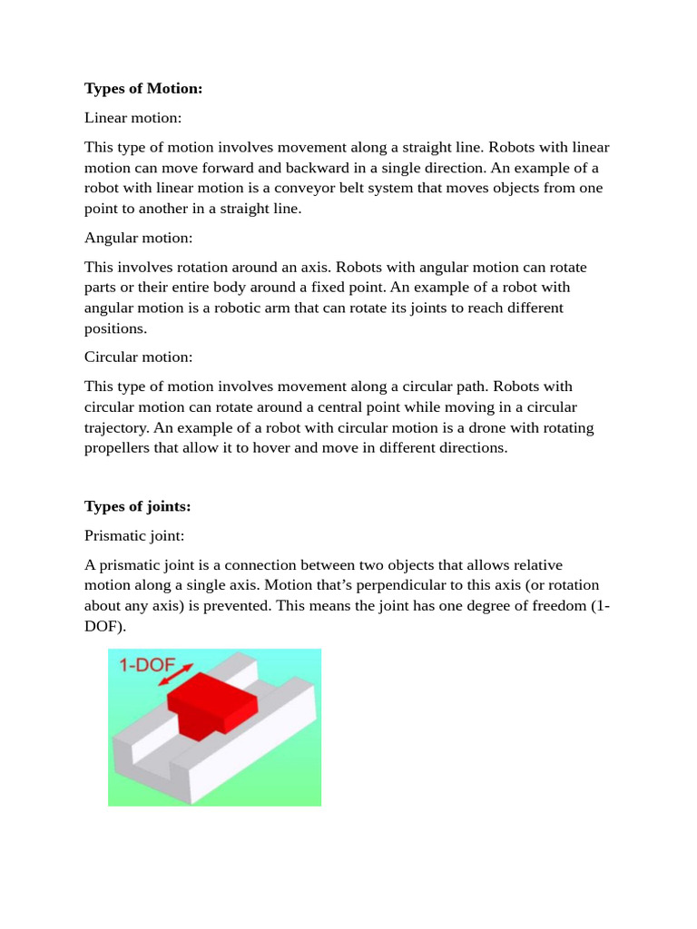 Types of Robot Motion and Joints Explained | PDF | Rotation Around A ...