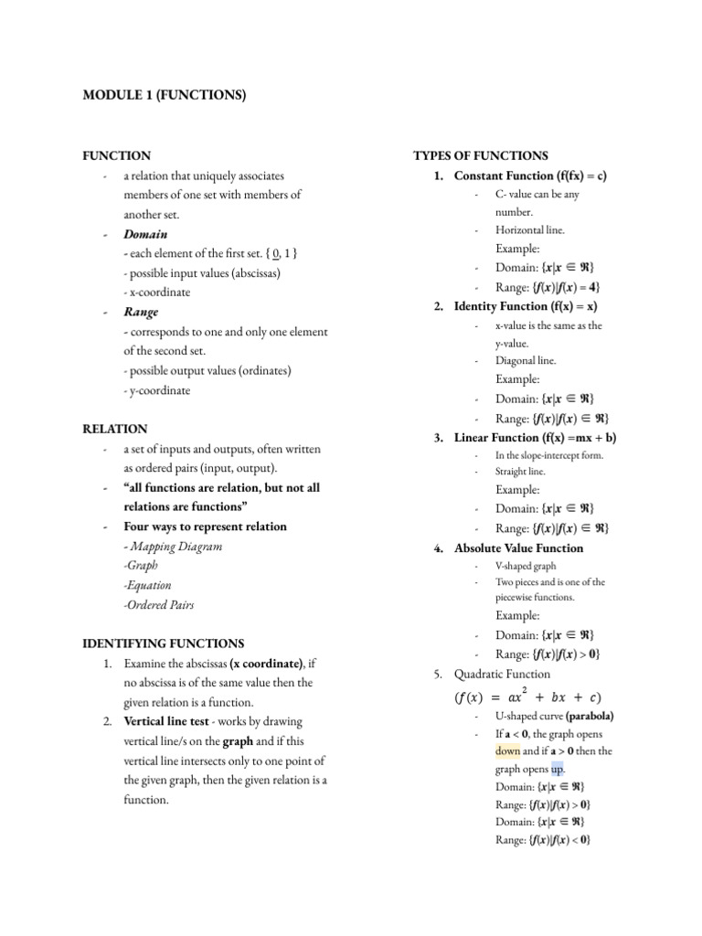 DIFFERENTIAL CALCULUS Reviewer | PDF | Function (Mathematics) | Mathematics