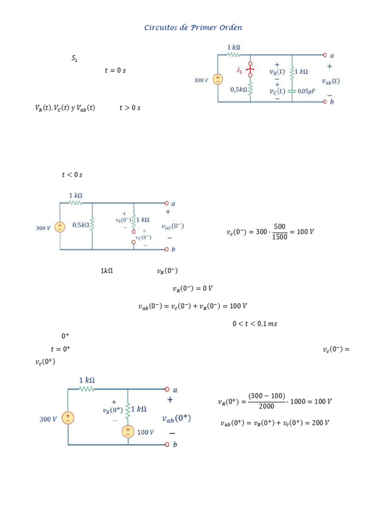 Análisis de Circuitos de Primer Orden | PDF | Red eléctrica | Condensador