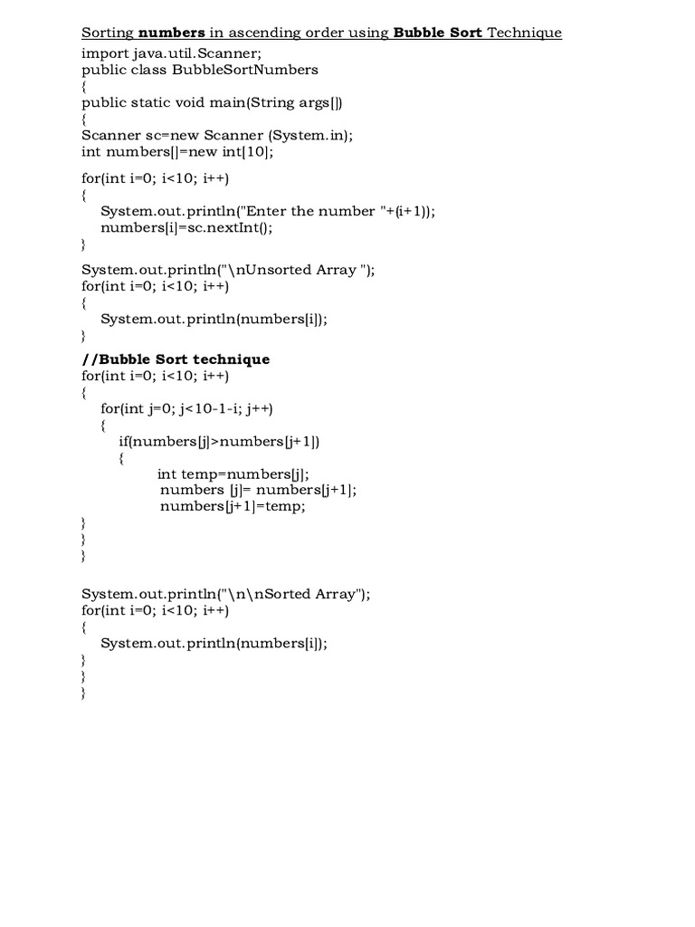 Programs On Bubble Sort And Selection Sort Pdf Computer Programming 3055