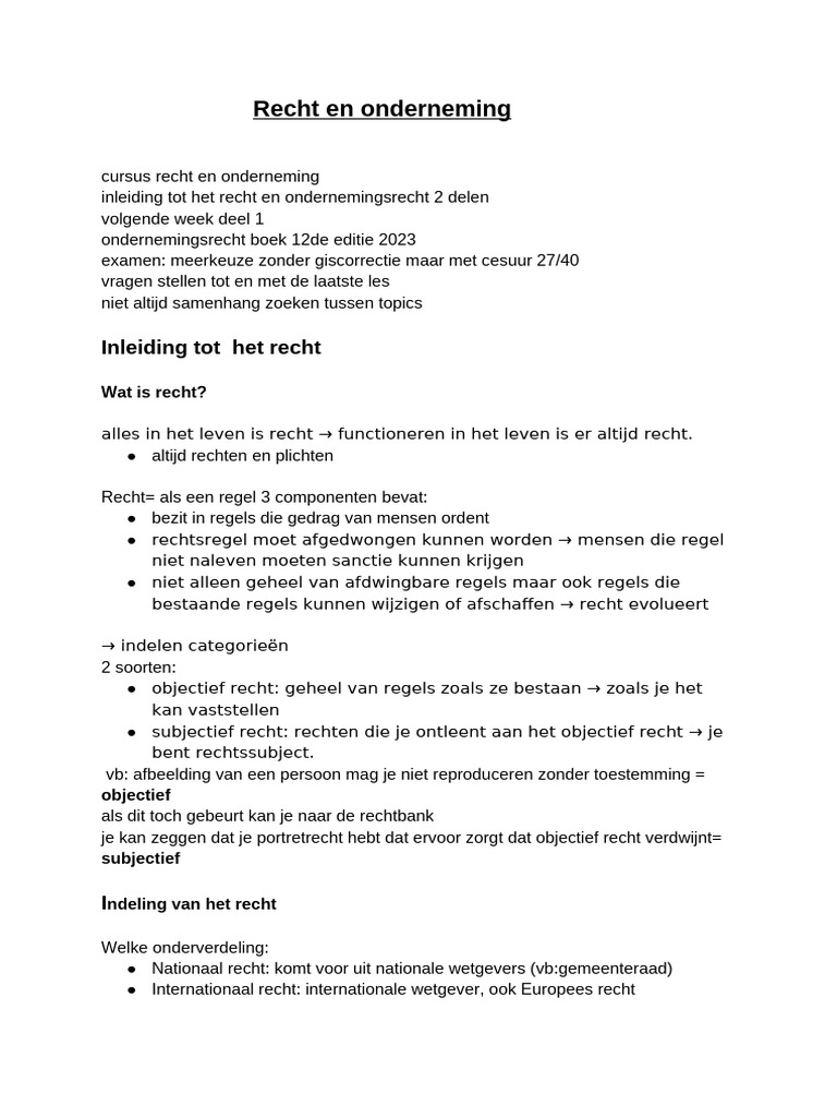Recht en Onderneming | PDF