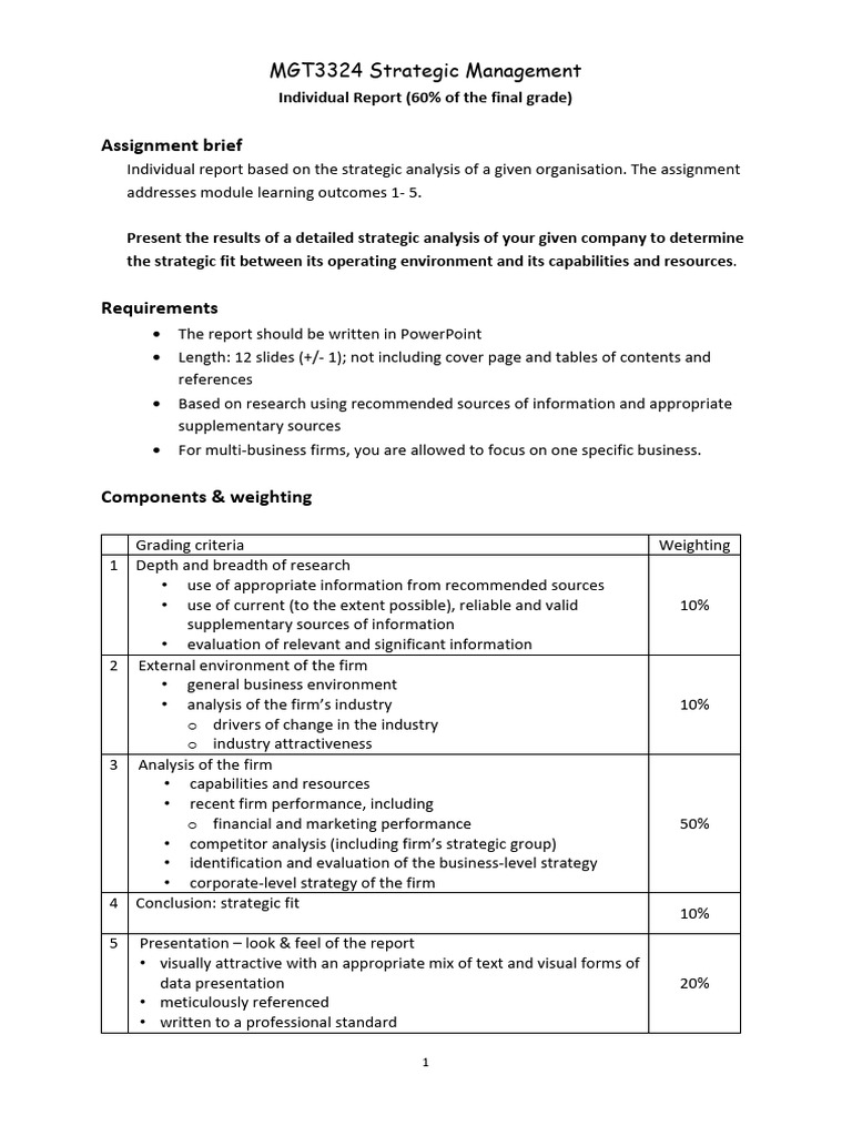 MGT3324 Individual Report Assignment-Brief-2024 | PDF | Marketing | Performance Indicator