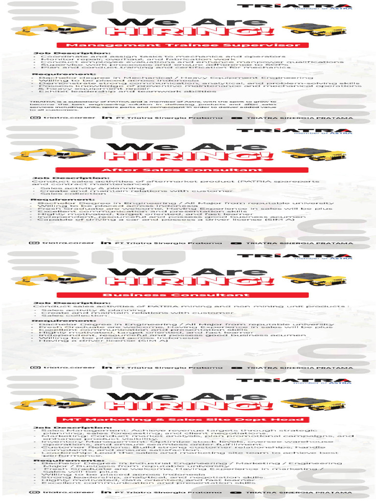 PT Triatra Sinergia Pratama - Vacancy Virtue 2025 | PDF