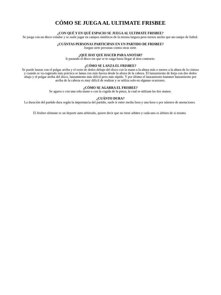 Guía Básica del Ultimate Frisbee | PDF