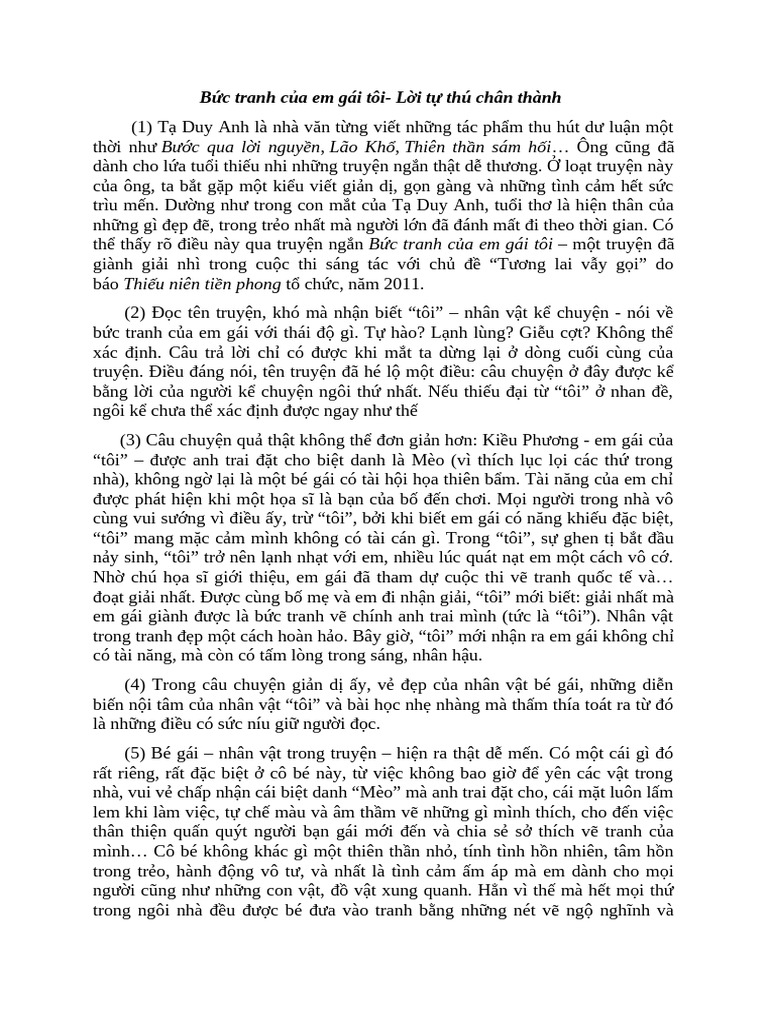 B C Tranh C A em Gái Tôi | PDF