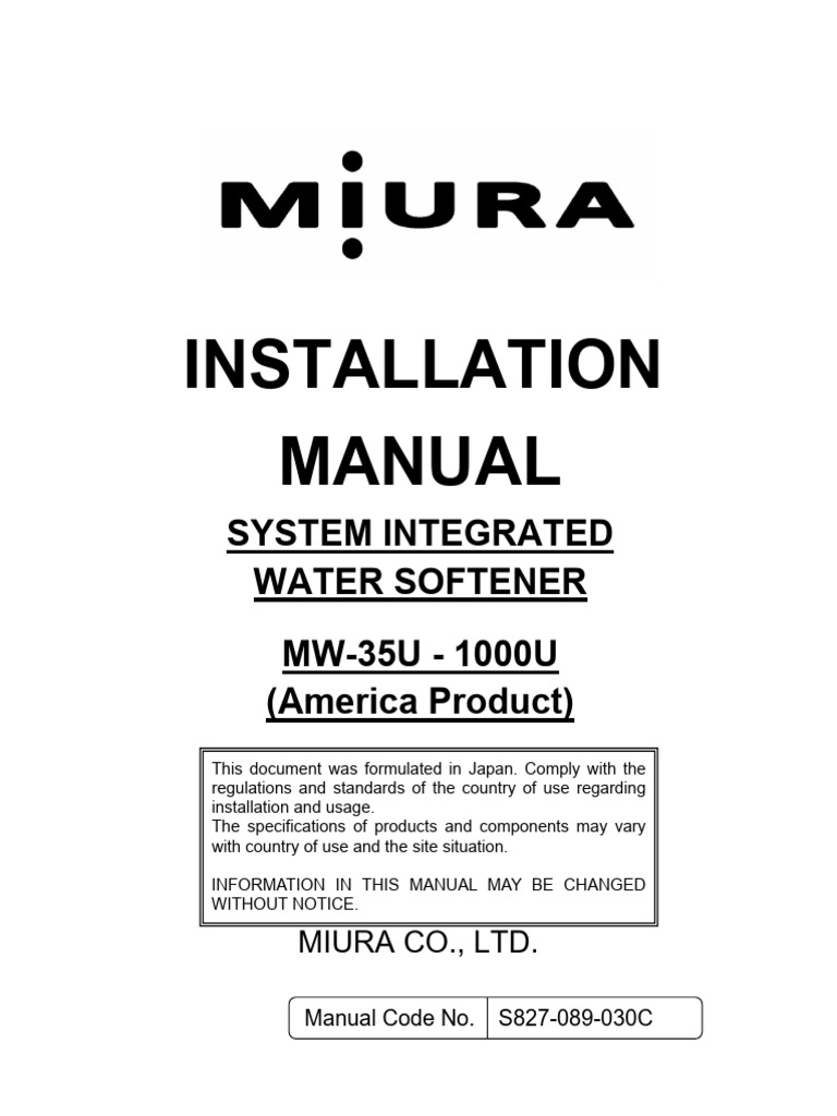 S827 089 030C - MW Installation Manual | PDF | Water | Sanitation