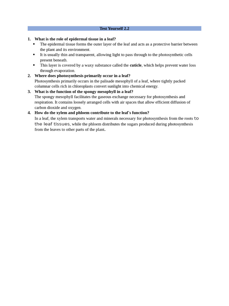 Test Yourself Knowledge 2.2 | PDF