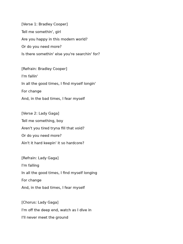 Shallow Lyrics and Chords PDF | PDF