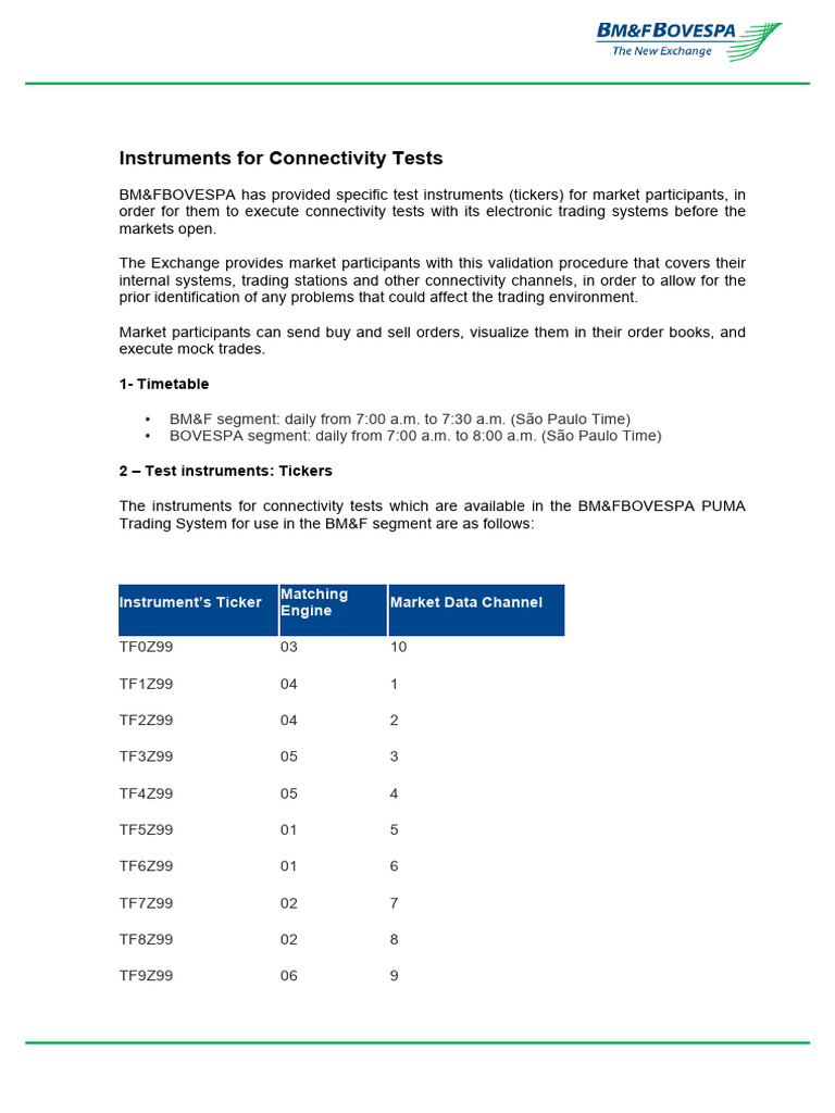 Instruments-for-connectivity-tests | PDF | Financial Markets | Computing
