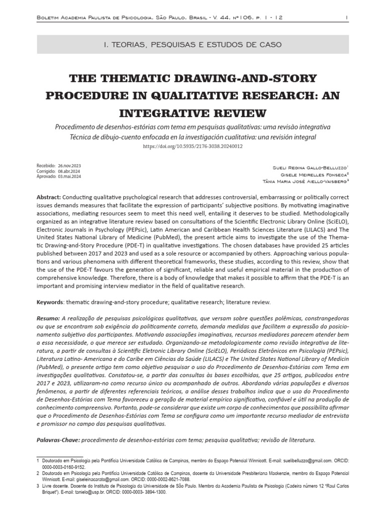 (2024) The Thematic Drawing-And-Story Procedure in Qualitative Research ...