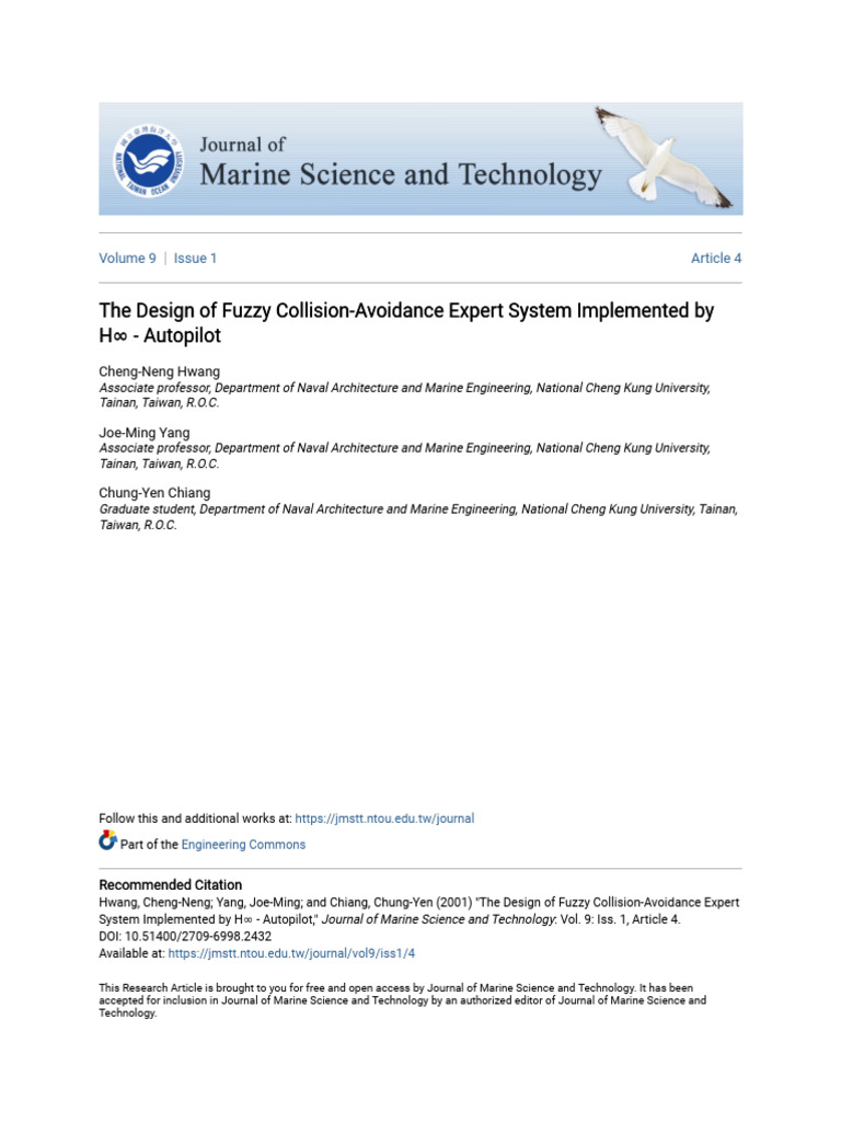 The Design of Fuzzy Collision-Avoidance Expert System Implemented | PDF | Ships | Applied ...