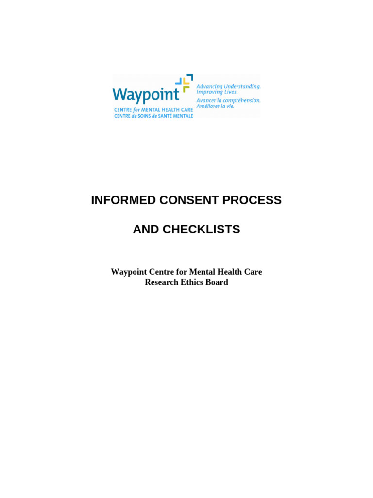 Waypoint REB INFORMED CONSENT CHECKLIST April 2016 | PDF | Informed Consent | Pregnancy