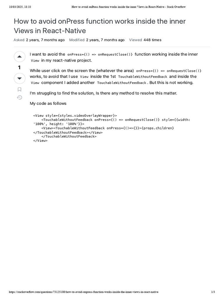 How To Avoid Onpress Function Works Inside The Inner Views in React-Native - Stack Overflow ...