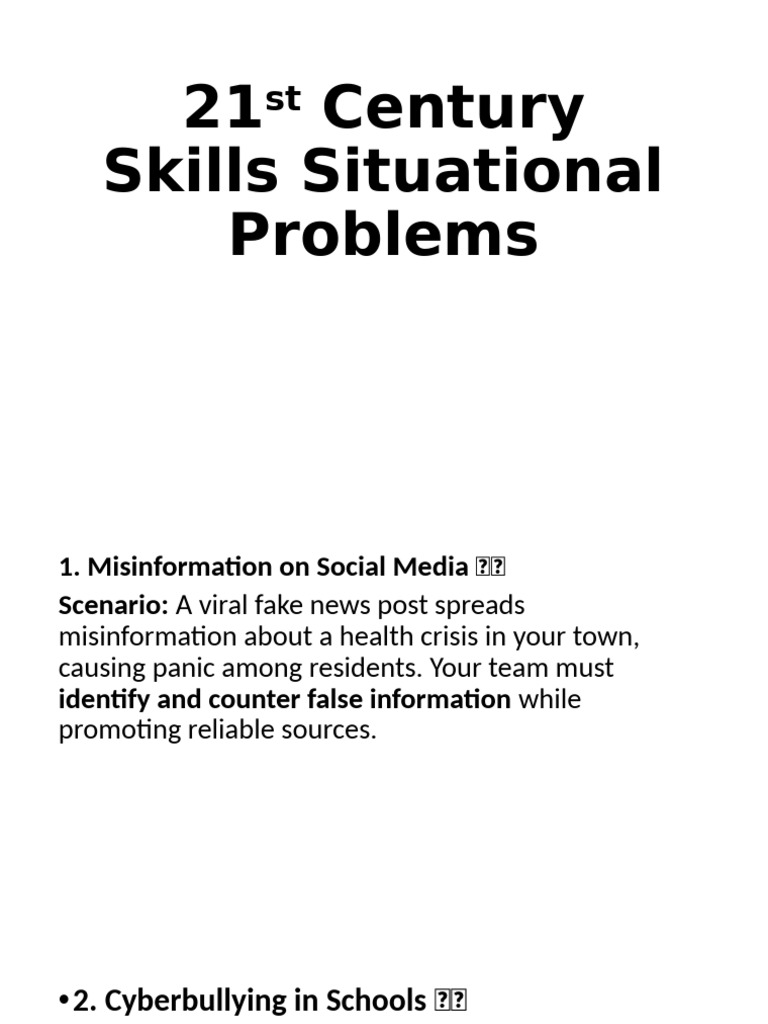 21st Century Skills Situational Problems | PDF | Mental Health | Social Media