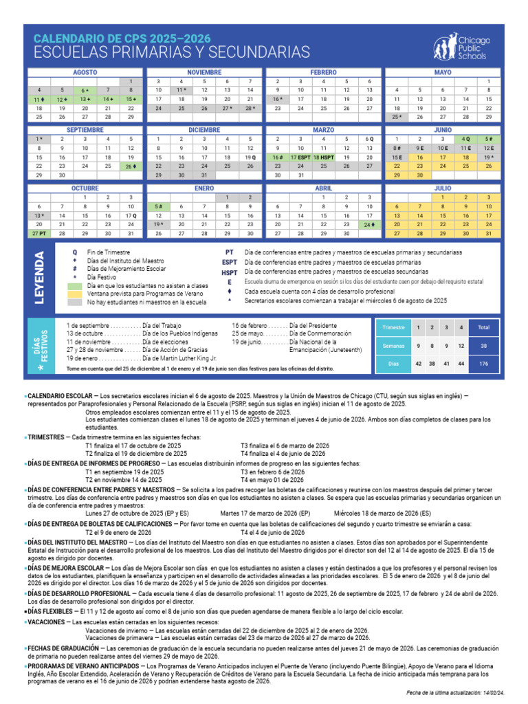 Calendario Escolar 2025-2026 CPS | PDF | Escuelas