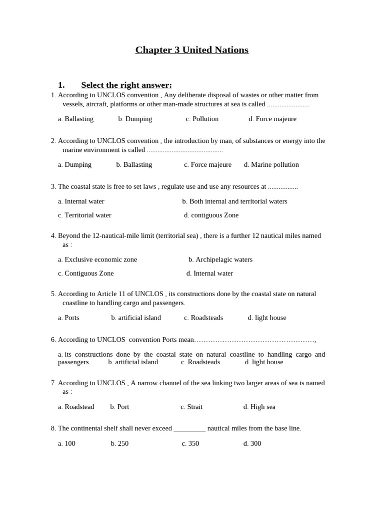 Chapter 3 United Nations | PDF | Territorial Waters | United Nations ...
