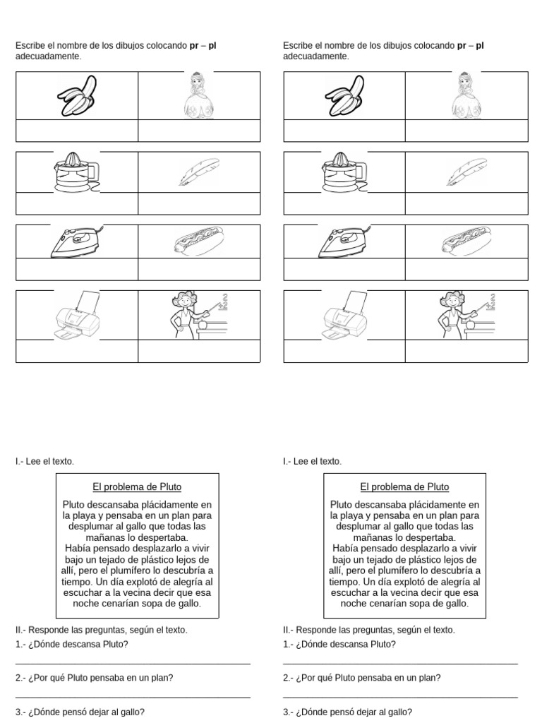 TAREA - Lee - Oraciones - Texto - PR-PL | PDF