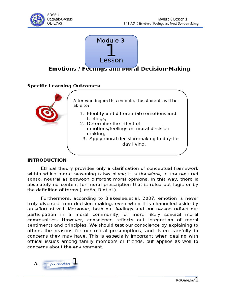 Module-3-Lesson-1-Ethics 2 | PDF | Feeling | Emotions