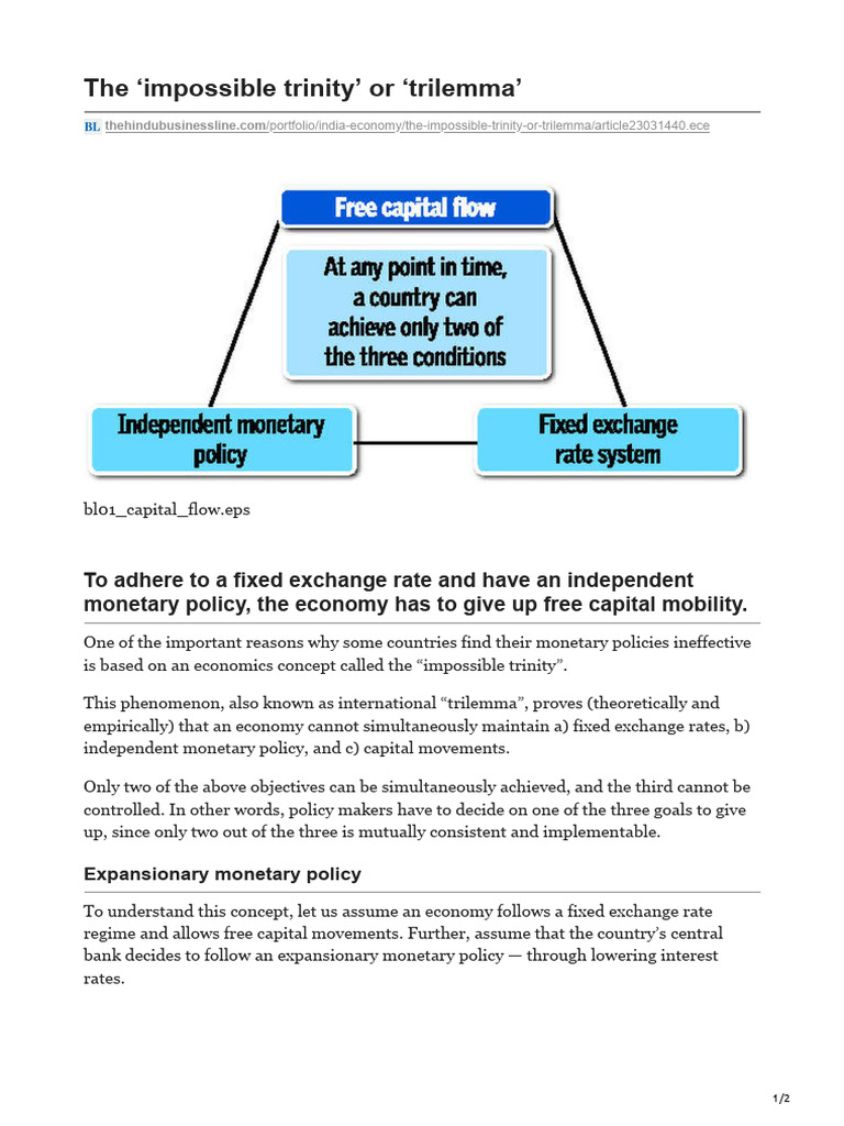 The Impossible Trinity or Trilemma | PDF | Economies | Economics