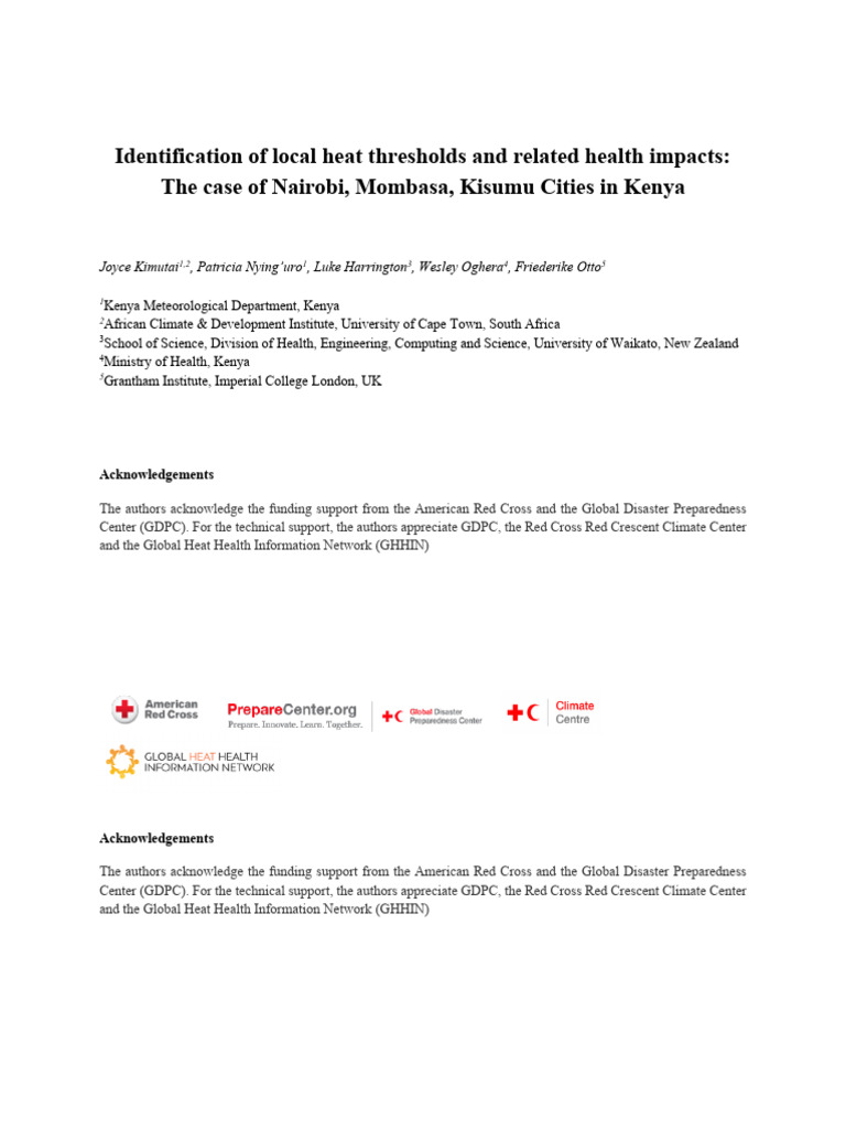 Kenya Heat Tresholds Research by J.Kimutai 2022 | PDF | Heat Wave | Rain