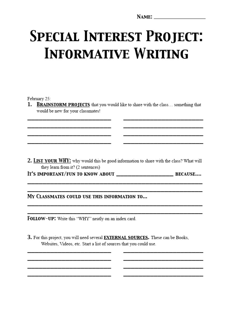 Scaffolded Special Interest Project | PDF