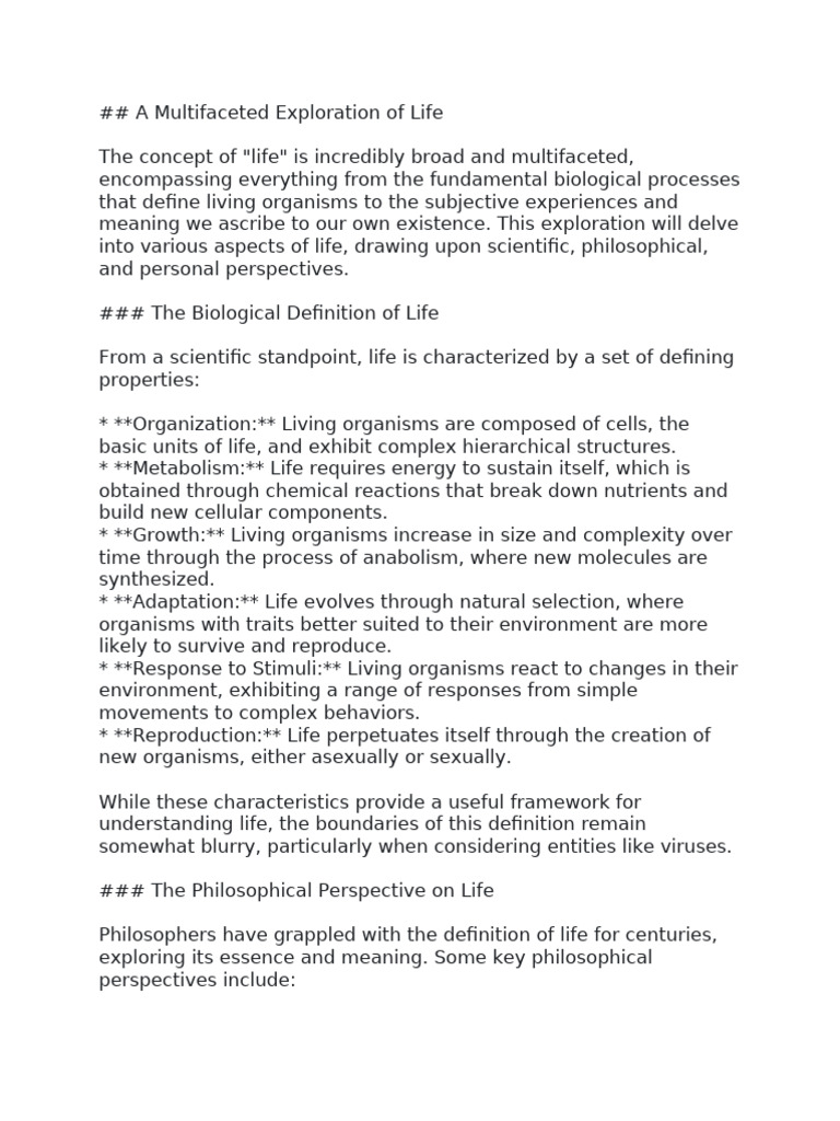 1.A Multifaceted Exploration of Life | PDF | Life | Organisms